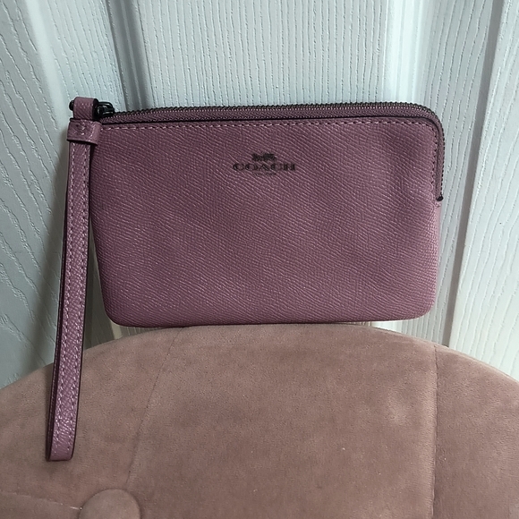 Coach | Bags | Coach Pebbled Leather Corner Zip Wristlet | Poshmark